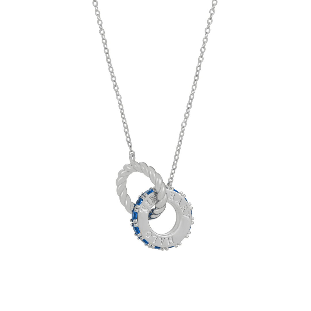 Tipperary Crystal – Halo Night Interlocking Pendant Silver & Blue ...